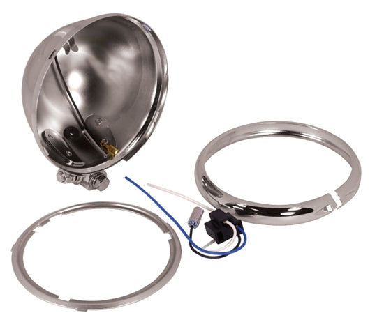 EMGO 5-3/4" Bates Style Chrome Headlight Shell Kit (Bottom mount ...