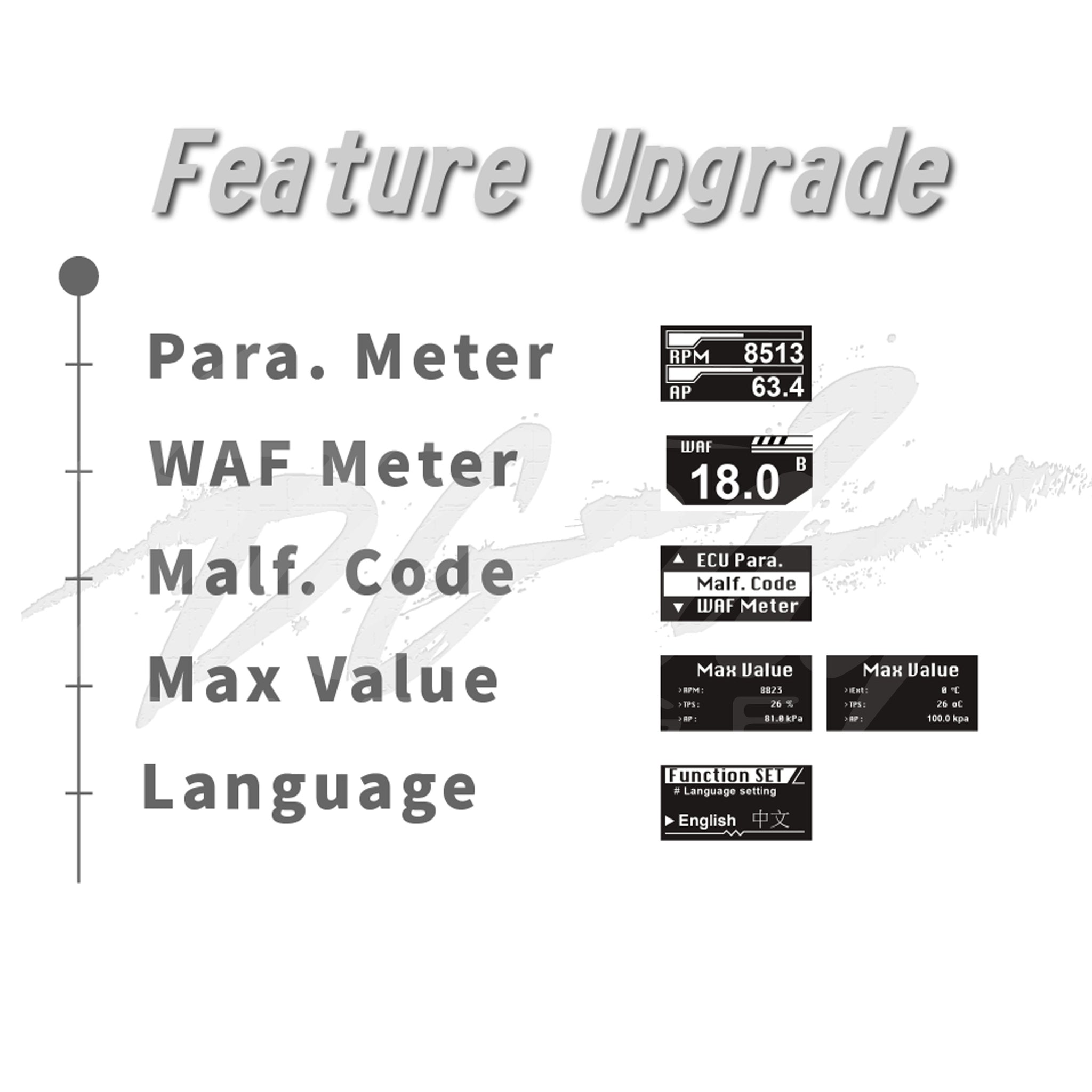 ARacer DG-2 Multi-Function Display Gauge for Air/Fuel Ratio AFR Reading ...