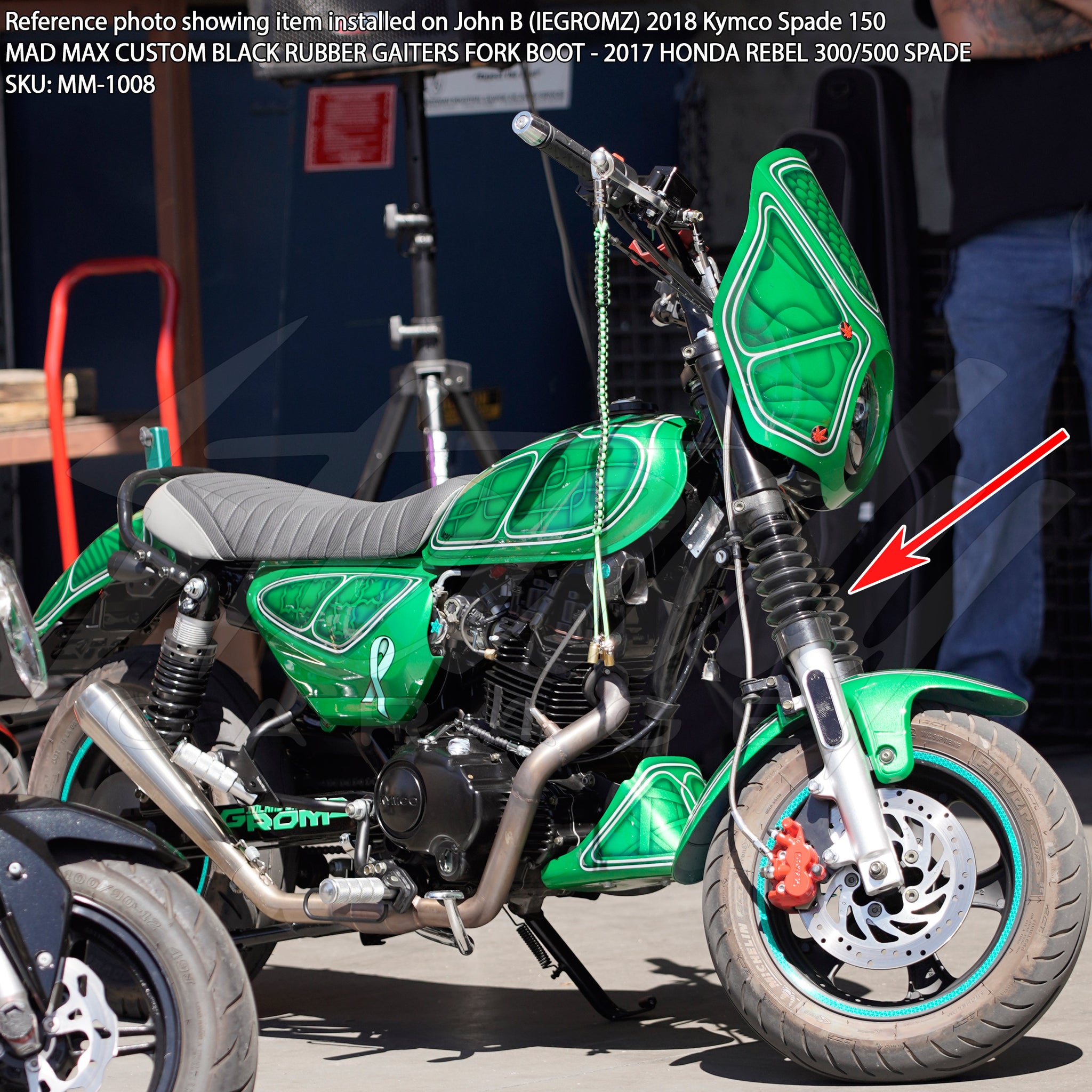 Mad Max Custom Black Rubber Fork Boot - 2017-2020 Honda Rebel 300/500 ...