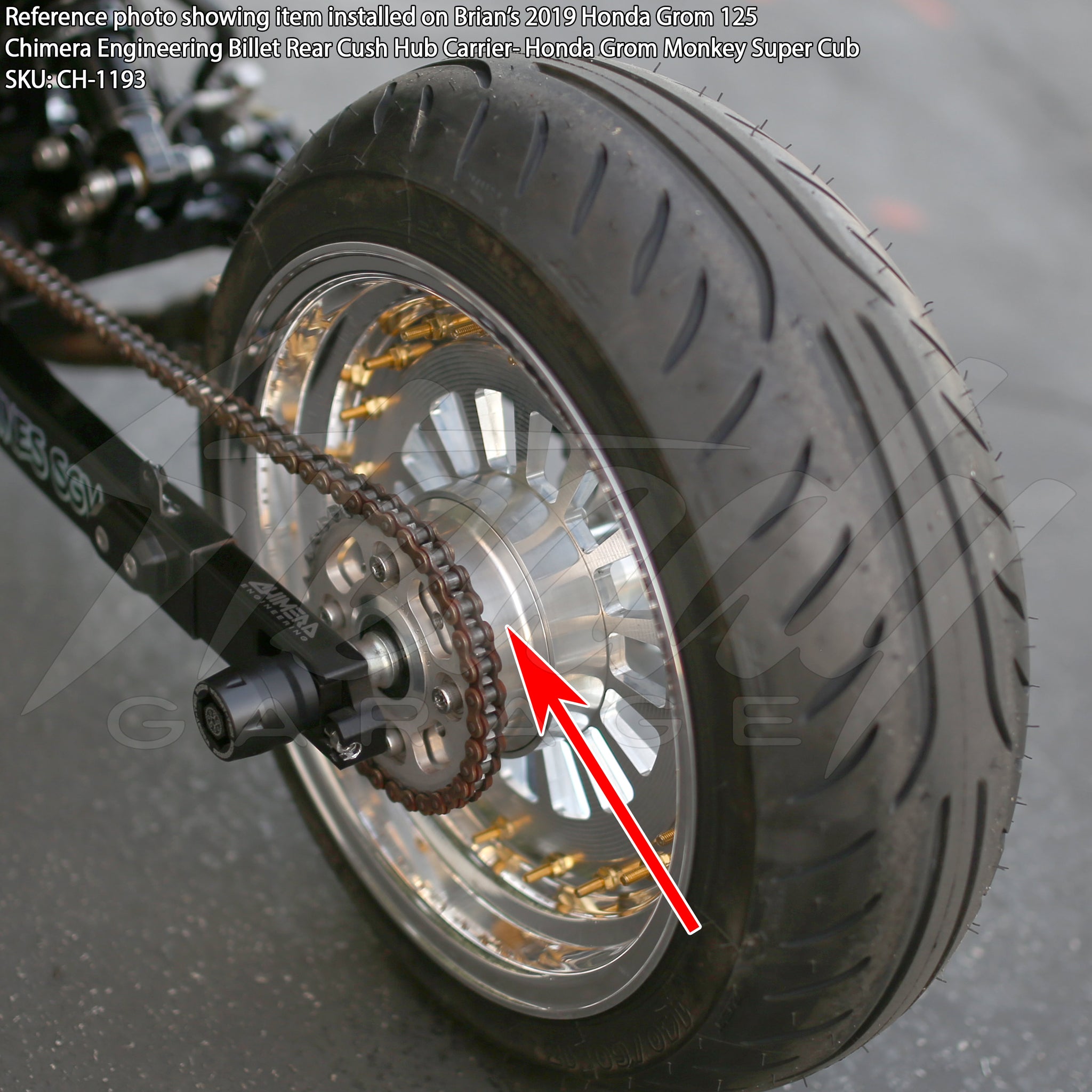 Chimera Engineering Billet Rear Cush Hub Carrier- Honda Grom Monkey Su ...