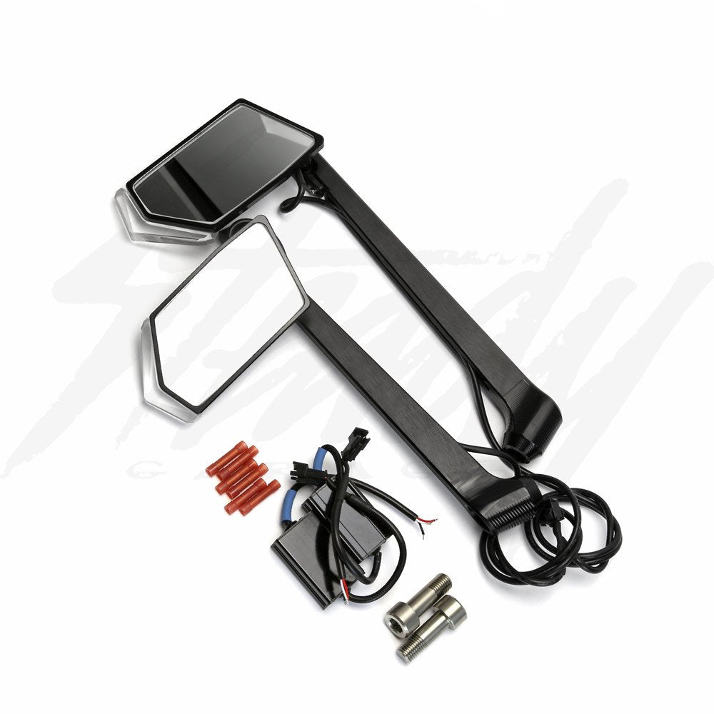 OTB Prototypes Black Anodized Vision Mirrors w/ Integrated LED Turn Si ...